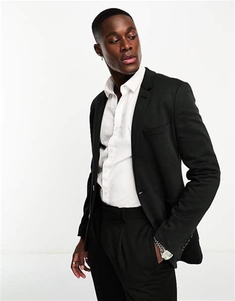 Asos Design Blazer Super Ajusté En Jersey Noir Asos