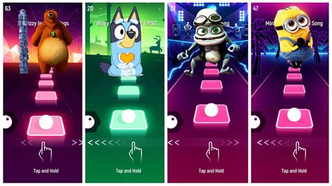 Grizzy And The Lemmings VS Bluey VS Crazy Frog VS Minions Tiles Hop Edm Rush Minions YouTube