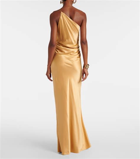 One Shoulder Silk Satin Gown In Yellow The Sei Mytheresa