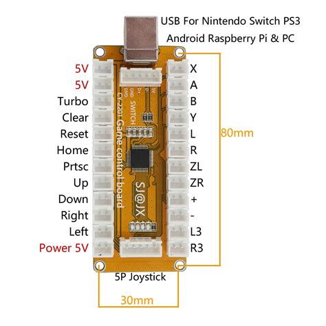Buy Sj Jx Arcade Game Controller Usb Encoder 2 Player Gamepad Cherry Mx