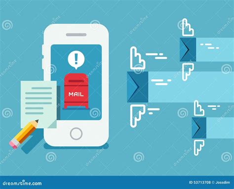 Newsletter Notification On Smart Phone Screen Flat Stock Vector Illustration Of Blue Notice