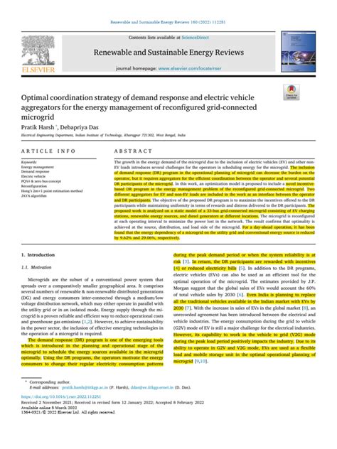 Optimal Coordination Strategy Of Demand Response And Electric Vehicle