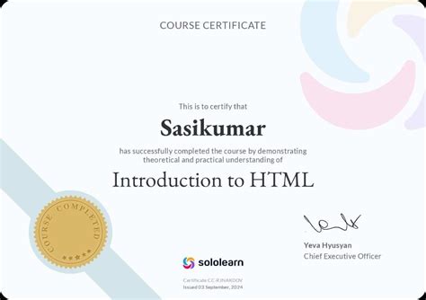 Just Completed The Html Course On Sololearn Sasikumar S