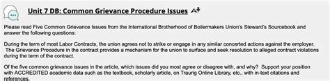 Unit 7 Db Common Grievance Procedure Issues Av