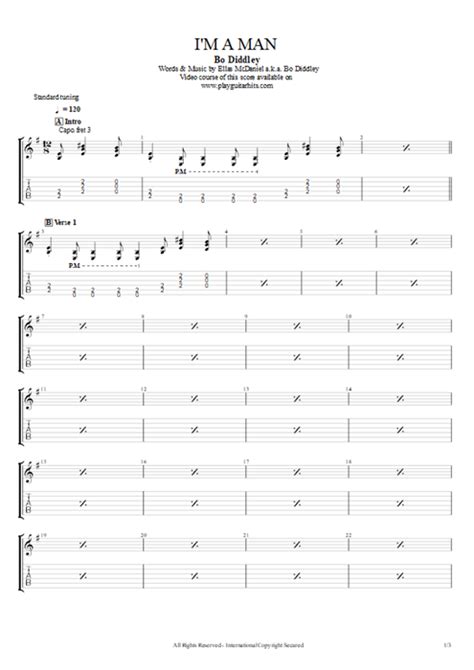 Im A Man Tab By Bo Diddley Guitar Pro Guitar By Play Guitar Hits Mysongbook