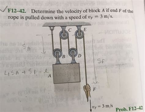 solved f12 42 determine the velocity of block a if end f of