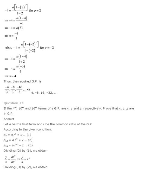 Maths Ch Sequences And Series Class NCERT Solutions