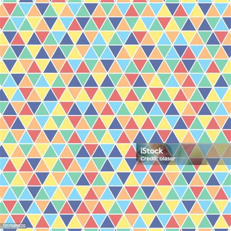 세미 랜덤 삼각형 패턴 무지개 색상 은 빨간색 흰색 배경에 녹색에 대한 스톡 벡터 아트 및 기타 이미지 녹색 다중 색상 디자인 Istock