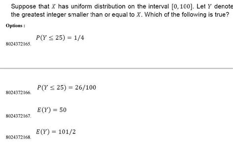 Solved Suppose That X Has Uniform Distribution On The Chegg Com