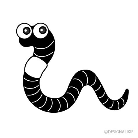 Simple Worm Black and White Free PNG Image｜Illustoon