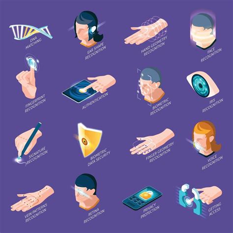 Biometric Authentication Isometric Icons Vector Illustration 2328407