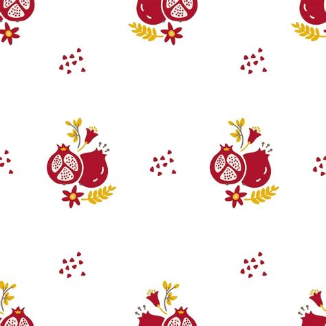 Premium Vector Seamless Pattern With Hand Drawn Pomegranates And