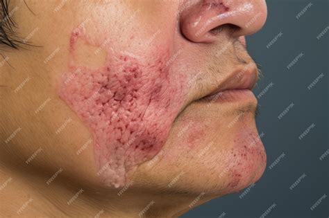 Premium Photo A Close Up Of A Mans Face With A Rash On His Face