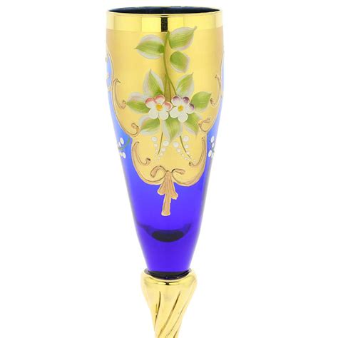 Venetian Style Champagne Flutes Blue Murano Glass Champagne Flutes