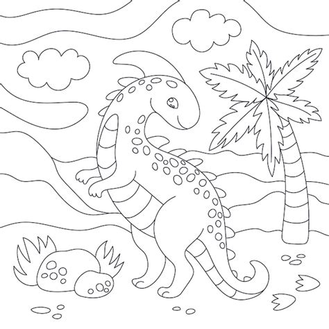 Premium Vector Hand Drawn Dinosaur Coloring Book Illustration