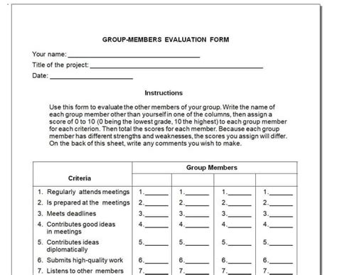 25 Peer Evaluation Form Templates And Samples