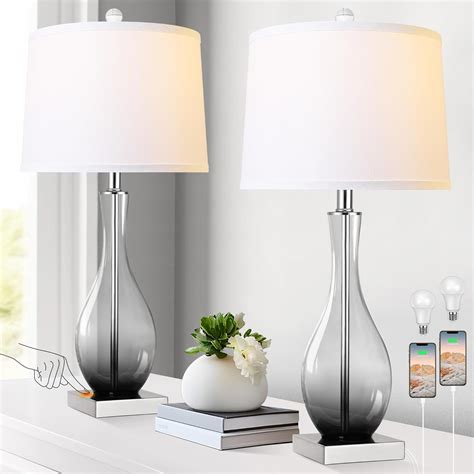 Table Lamps Set Of 2 With Touch Control 3 Way Dimmable Modern Glass