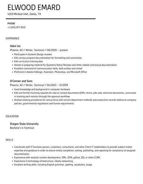 Writer Technical Resume Samples Velvet Jobs