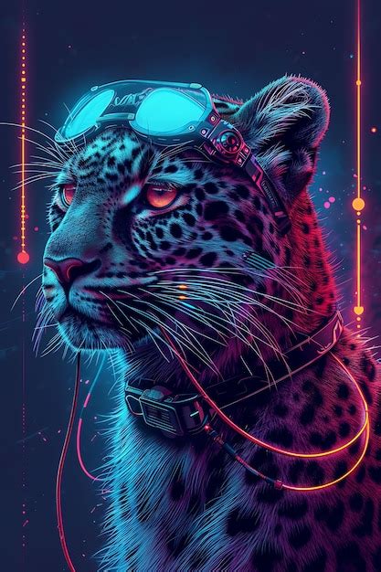 Premium Photo Portrait Of Amur Leopard With Holographic Camouflage