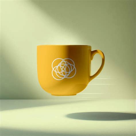 A Yellow Coffee Mug With A Logo On It Premium Ai Generated Psd