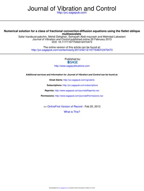 PDF Numerical Solution For A Class Of Fractional Convection Diffusion
