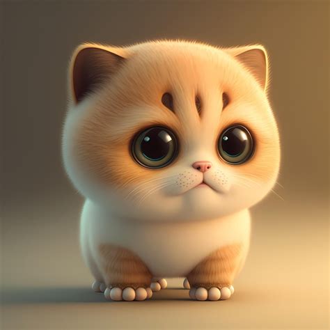 Premium Photo Adorable And Cute Chubby Cat 3D Render