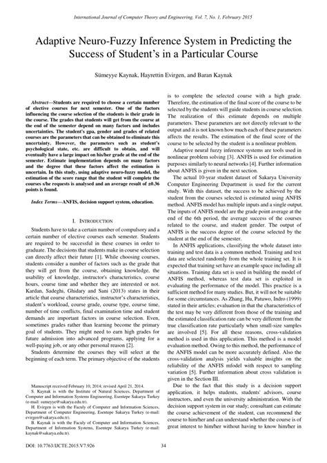 Pdf Adaptive Neuro Fuzzy Inference System In Predicting The Success