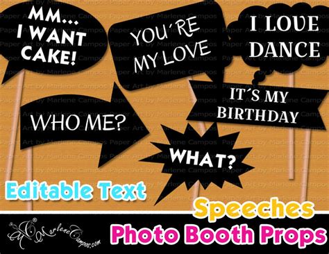 Editable Text Photo Booth Props Speeches Photo Booth Props Printable