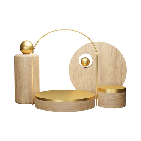 Realistic Golden Podium Showcase 3 Product Stand Ai Generative 31607303 Png
