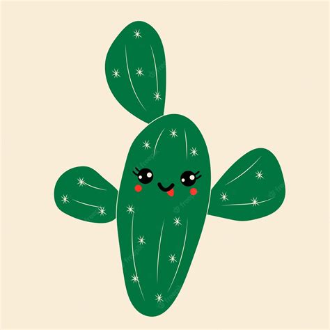 Premium Vector Cute Cartoon Cactus With Kawaii Eyes Vector In