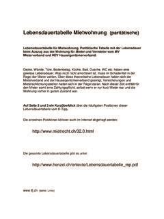 Lebensdauertabelle Mietwohnung paritätische lebensdauertabelle