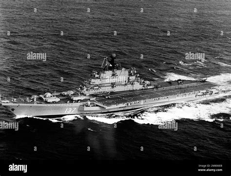 A Port View Of The Soviet Kiev Class Aircraft Carrier Novorossiysk