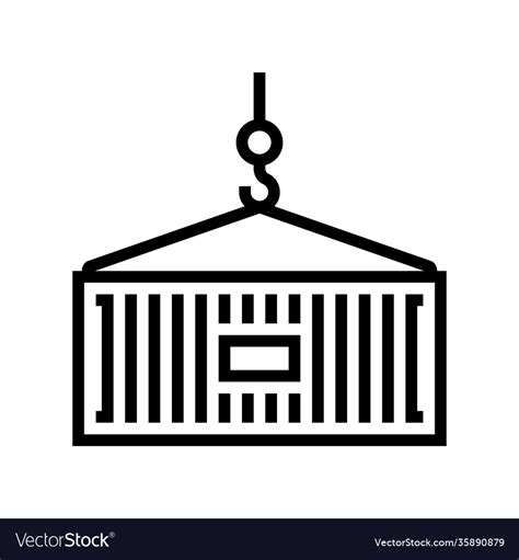 Container Loading Line Icon Black Royalty Free Vector Image