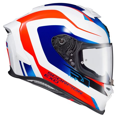 Scorpion Exo Exo R1 Air Hive Red White Blue Helmet Speed Addicts