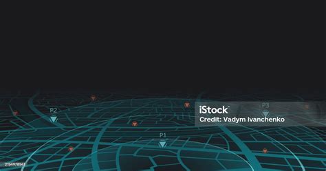 네온 요소가 특징인 미래형 사이버 도시의 양식화된 지도 위치 검색 기능이 있는 차량에 대한 온라인 디지털 서비스 거리 도로의 표시가 있는 일반 도시 지도입니다 벡터 일러스트