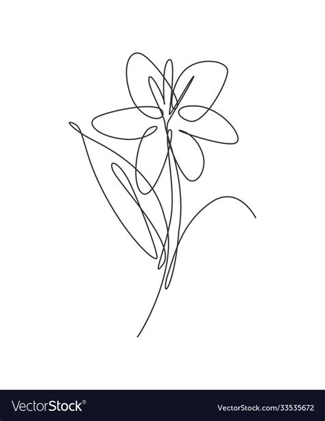 One Continuous Line Drawing Beautiful Abstract Vector Image