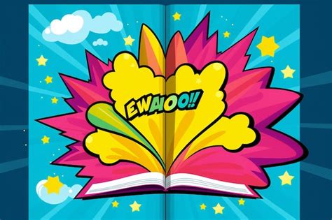 Beautiful Pop Art Colorful Comic Book Brochure Premium Ai Generated Image