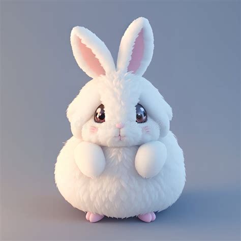 Single Cute White Fluffy Bunny As Easter Concept AI Generated Stock Photo Image Of Season