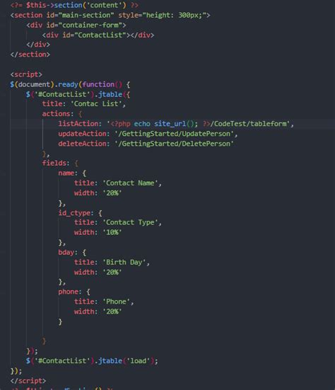 an error occured while communicating to the server jtable orm