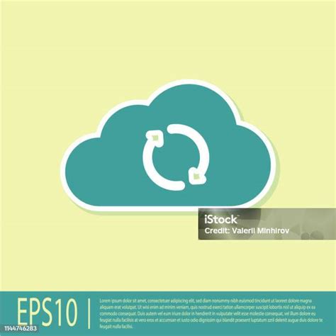 녹색 구름 동기화 새로 고침 아이콘 노란색 배경에 고립입니다 구름과 화살 평면 디자인입니다 벡터 일러스트 개념에 대한 스톡 벡터 아트 및 기타 이미지 Istock