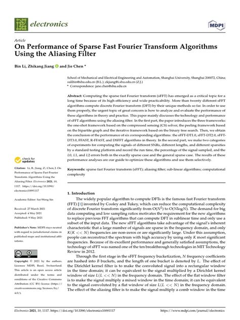 electronics 10 01117 v2 pdf fast fourier transform discrete