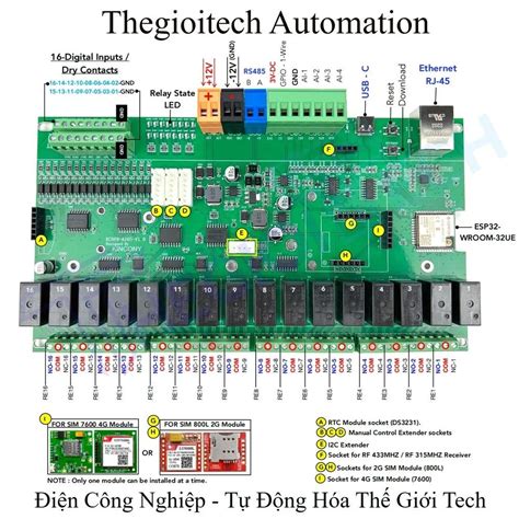 Kc868 A16s 16ch Esp32 Relay Board Ethernet Wifi Switch Mqtt Tcp Esphome Smart Home