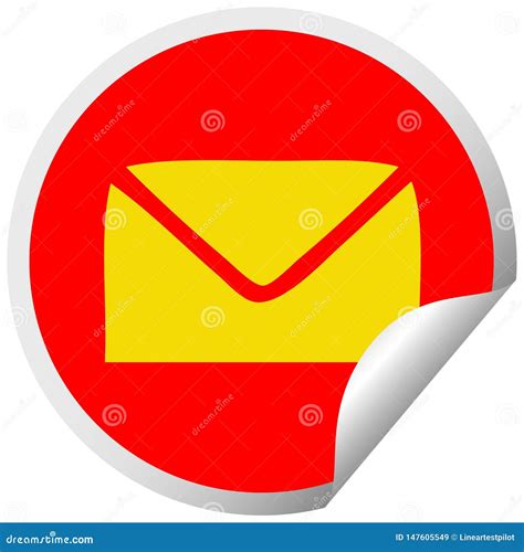 Circular Peeling Sticker Cartoon Paper Envelope Stock Vector
