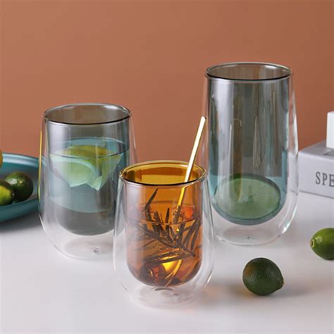 China Customized Double Wall Glass Tumbler With Coloured Manufacturers