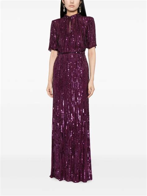 Jenny Packham Viola Sequin Gown Farfetch Roupas Vestidos Festa