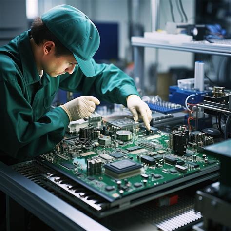 Premium Ai Image A Worker Handling An Electronic Circuit Board The Worker Is Assembling Or