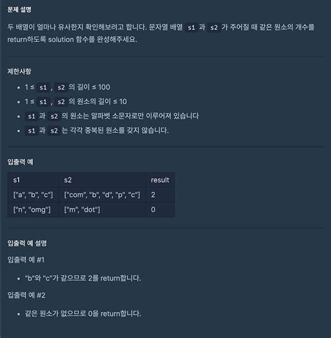 Swift 프로그래머스 입문 문제 배열의 유사도 — Ukseung Ios