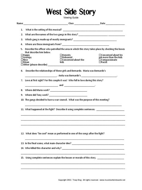 West Side Story Webquest Esl Worksheet By Isabellesaintigny Worksheets Library