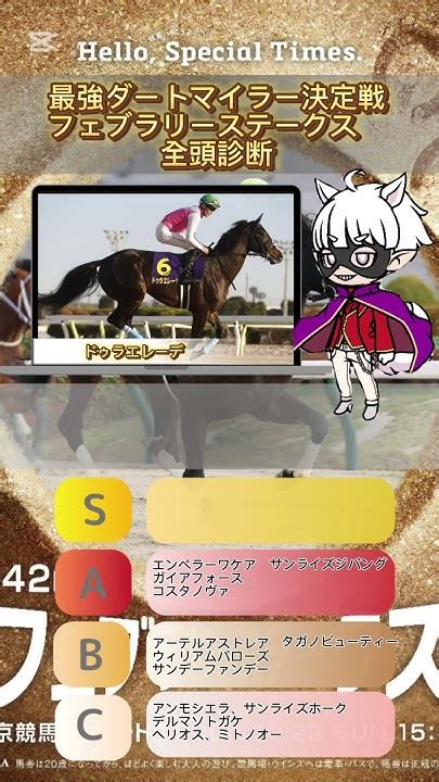 フェブラリーステークス全頭診断part3 フェブラリーステークス 競馬 競馬予想 サンライズジパング ドゥラエレーデ タガノ