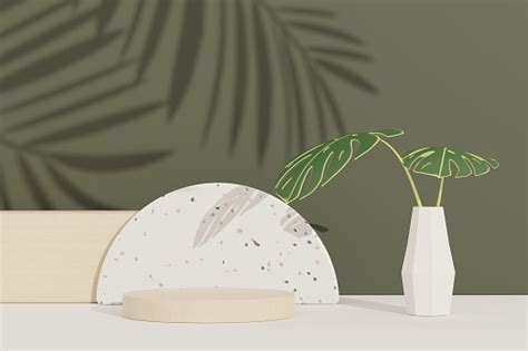 3d 추상 흰색 플랫폼 쇼케이스 제품 및 화장품 프레젠테이션 Terrazzo 아이디어 개념 모형 및 광고를 위한 최소 연단 웹 배너에 대한 기하학적 디자인 장면을 렌더링